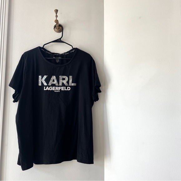 Karl Lagerfeld | Tops | Karl Lagerfeld Paris Jeweled Black Shirt Plus ...